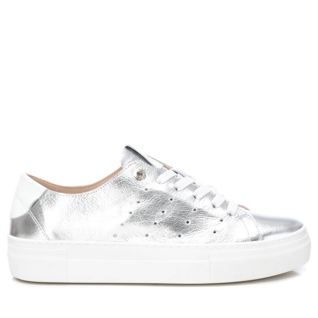 Silver Leather Trainers