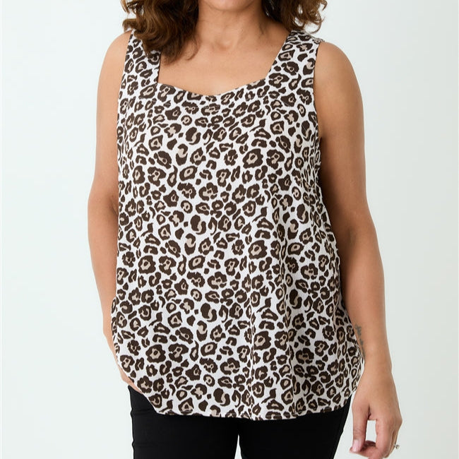 Tonal Leopard Spot Square Neck Vest Top